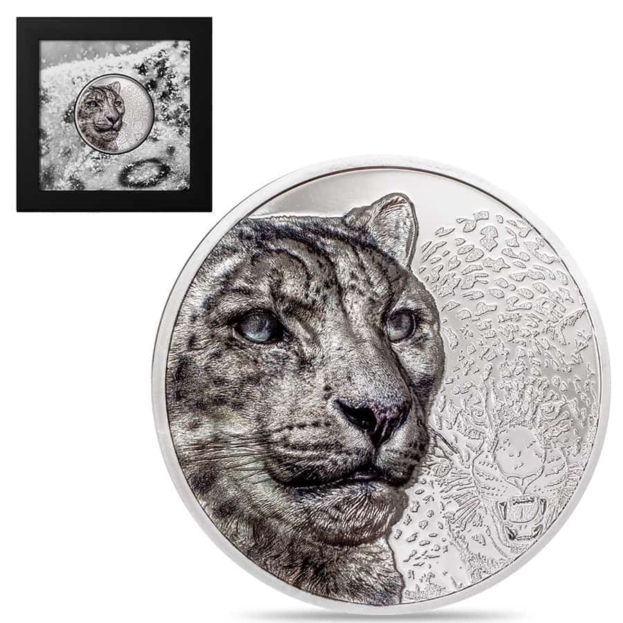 2024 Mongolia 3 oz Proof Silver Snow Leopard Coin .9999 Fine