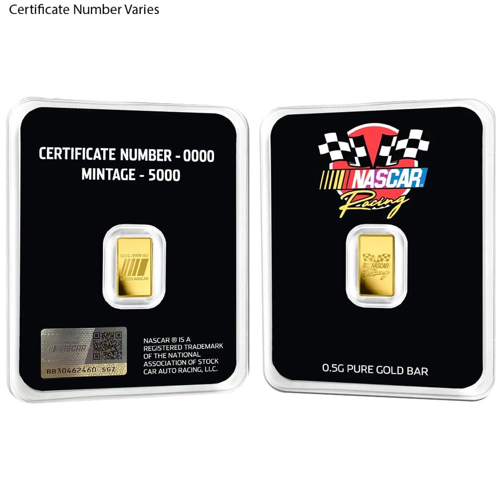 2025 1/2 Gram NASCAR Racing Gold Bar .9999 Fine (in TEP)