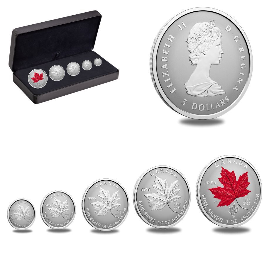 2025 Canada 1.9 oz Silver Maple Canadian Flag Ann 5-Coin Set