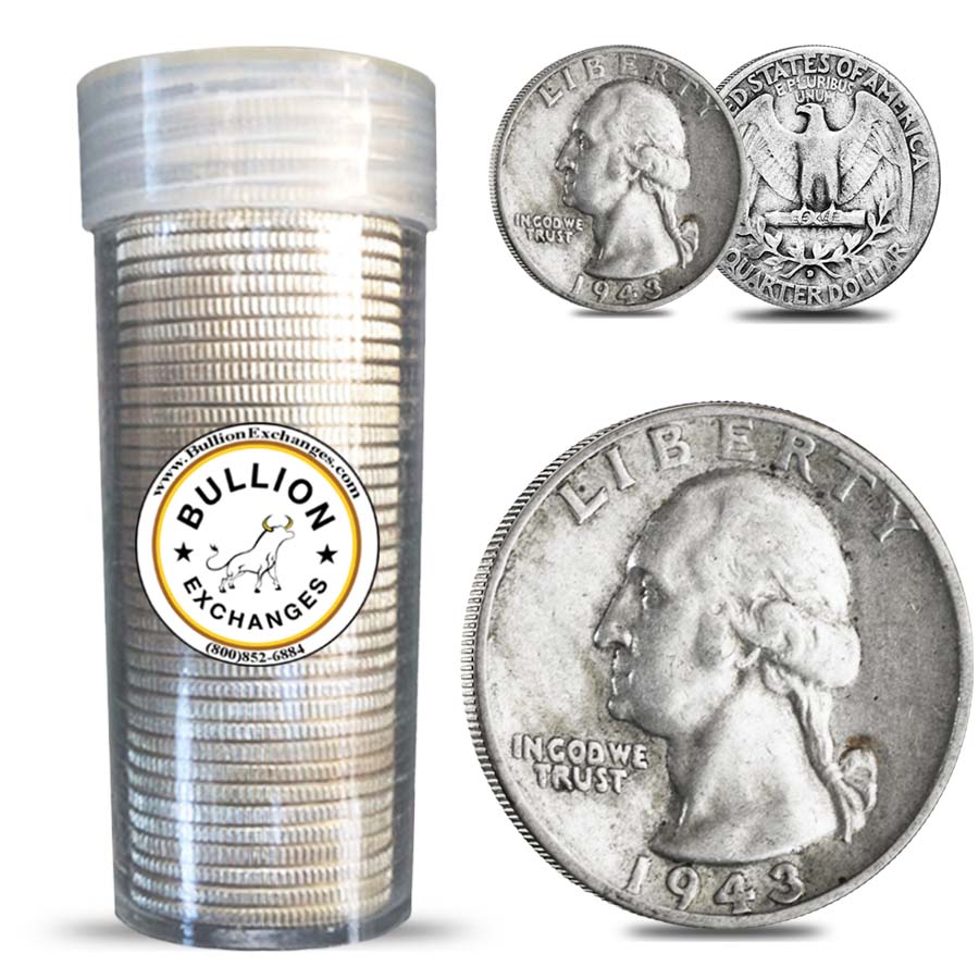 $10 FV Washington Quarters 90% Silver Roll | Bullion Exchanges
