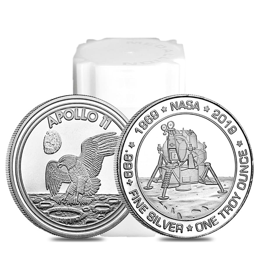 Tube of 20 - 1 oz SilverTowne Apollo 11 Silver Round .999 Fine