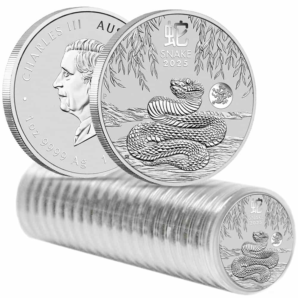Roll of 20-2025 1 oz Silver Lunar Snake Dragon Privy Perth Mint