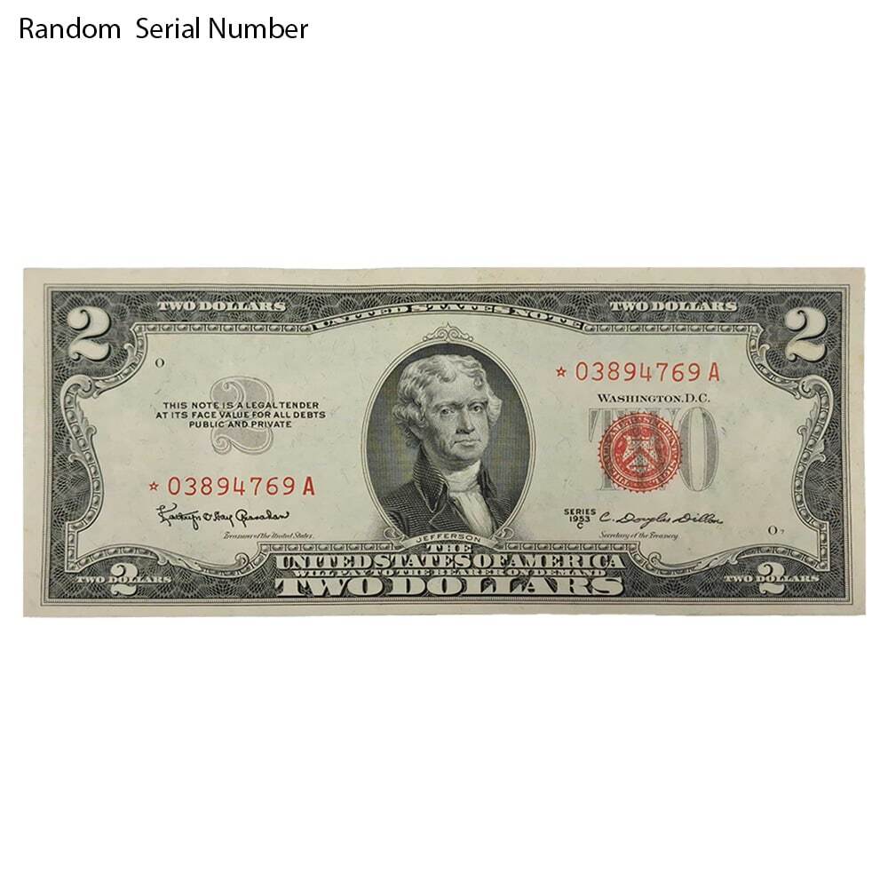 1953 $2 Bill Legal Tender Currency Star Note Red Seal AU/CU