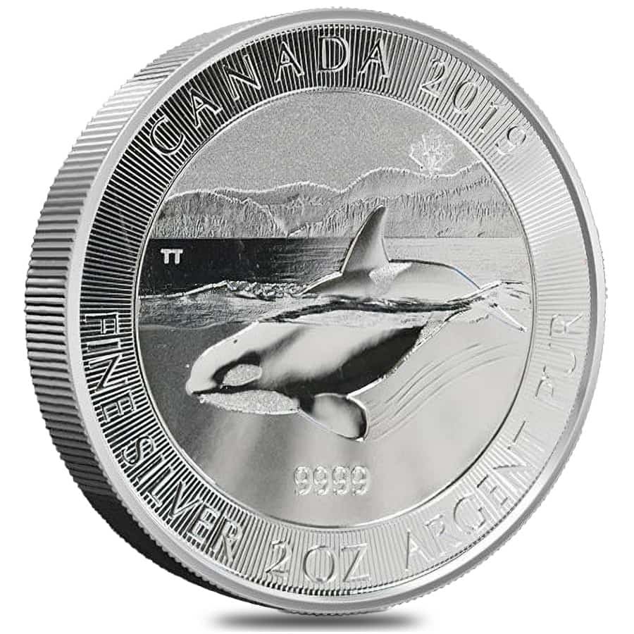 2019 Canada 2 oz Orca Whale Silver Coin BU in Stock