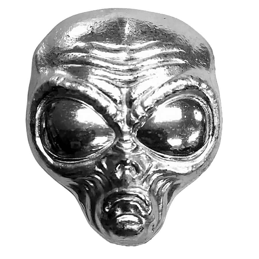 2 oz Monarch Precious Metals Alien Head Silver Bar .999 Fine