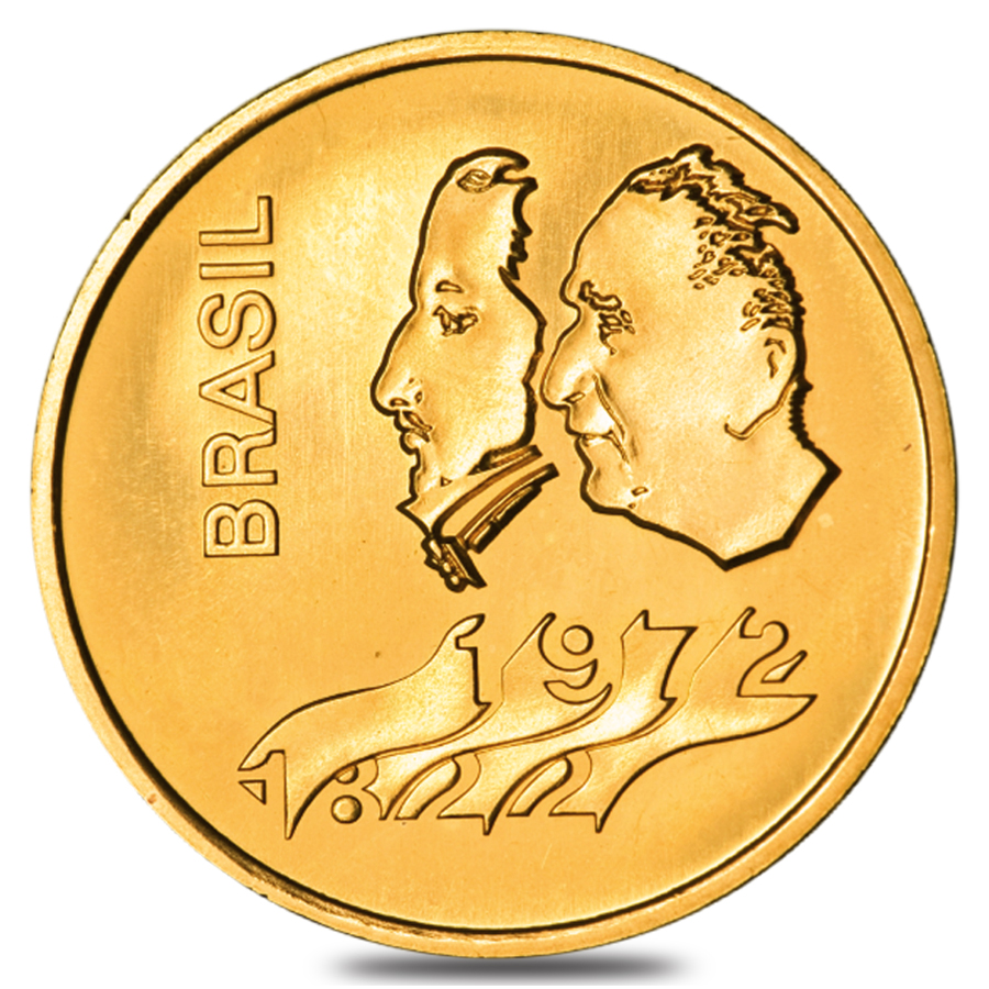 1972 Brazil 300 Cruzeiros Gold Coin BU AGW .4925 oz