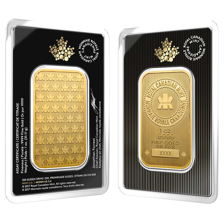 2017 1 oz Royal Canadian Mint Gold Wafer Bar | Bullion Exchanges