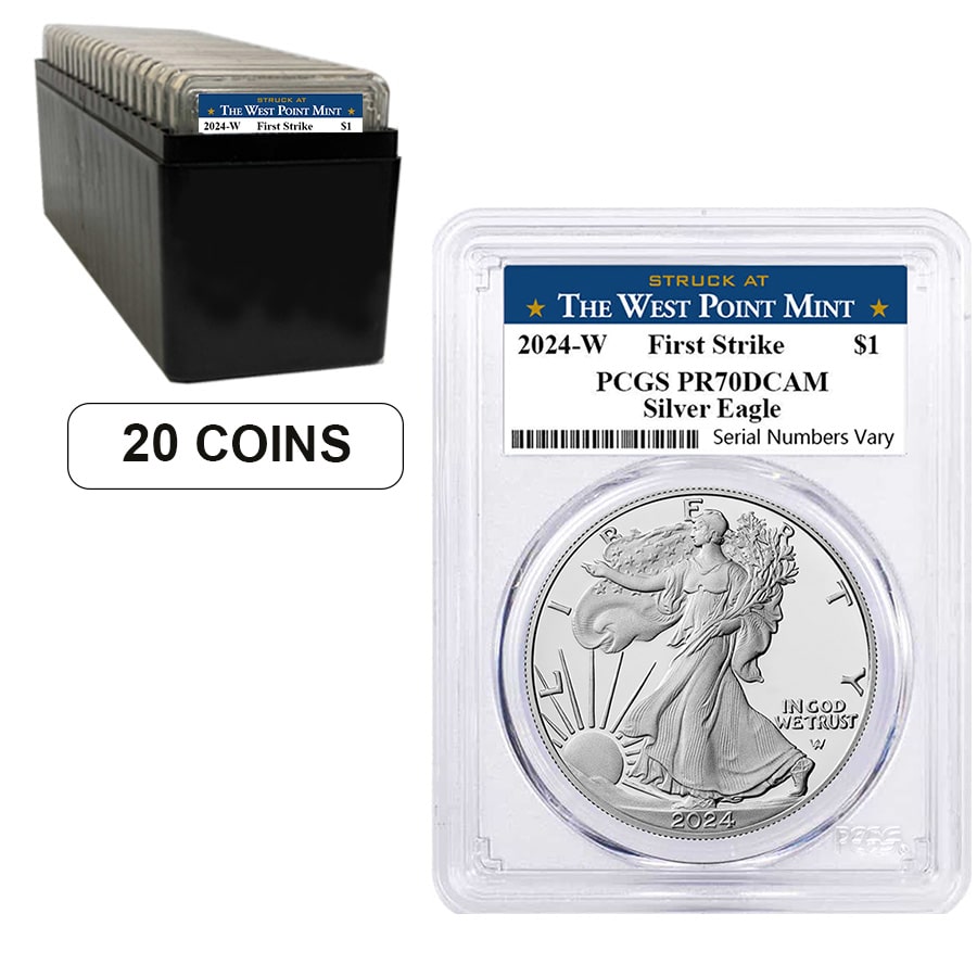 Lot of 20 2024-W 1 oz Proof Silver American Eagle PCGS PF 70 DC