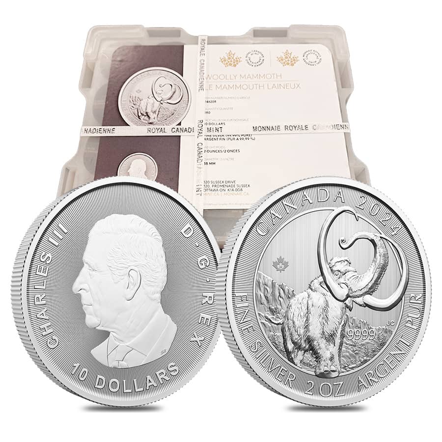 Box of 280 -2024 Canada 2 oz Ice Age Woolly Mammoth Silver Coin