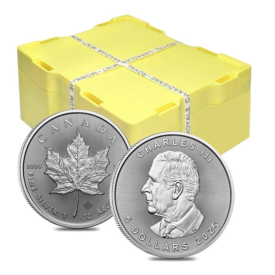 Monster Box of 500 2025 1 oz Canadian Silver Maple Leaf Coin BU
