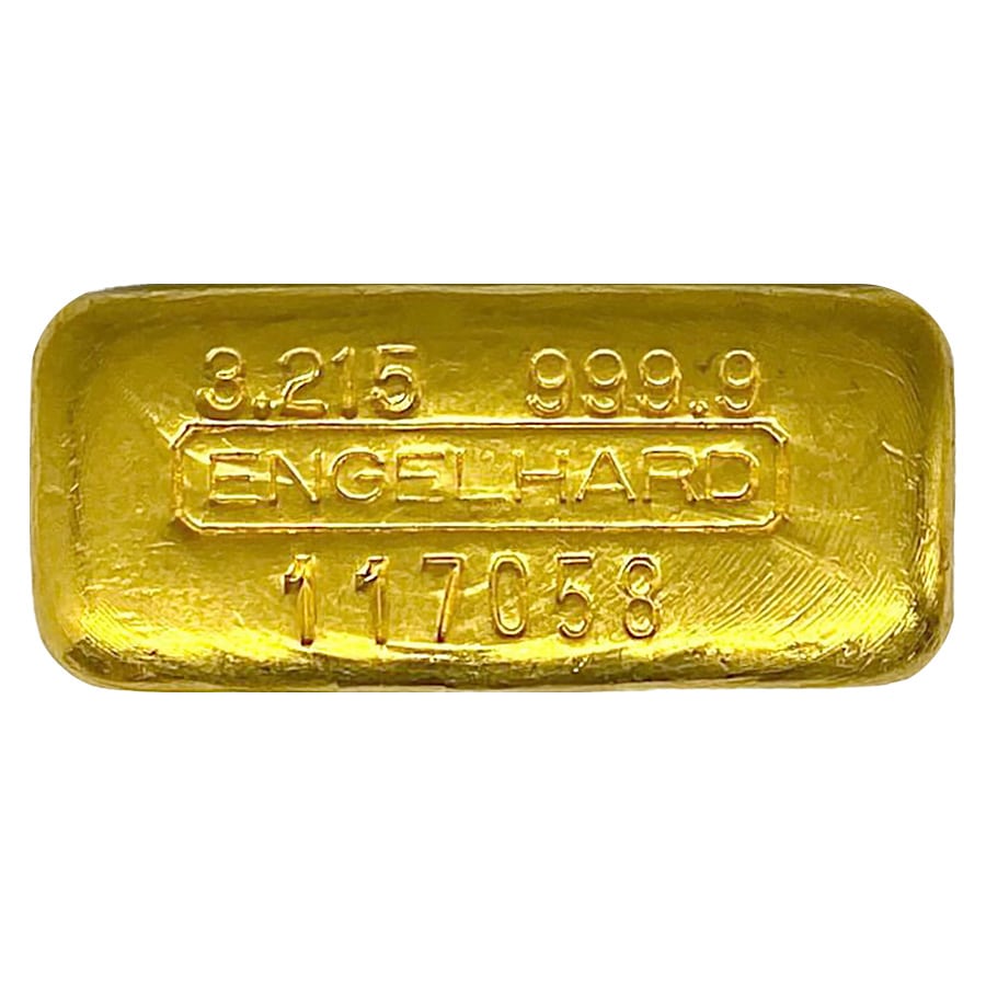 100 gram Engelhard Vintage Cast Gold Bar .9999 Fine