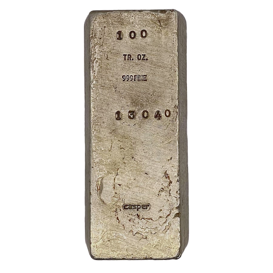 100 oz Casper Silver Bar .999 Fine (Cast Silver Bar)