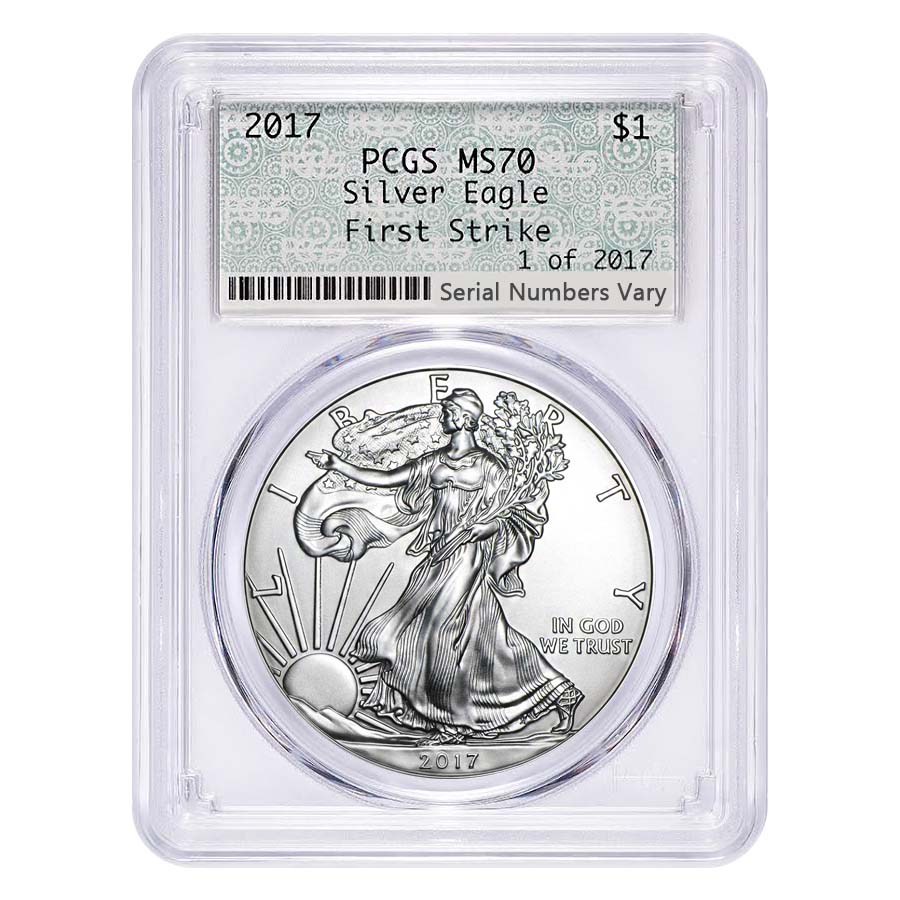 2017 1 oz Silver American Eagle Coin PCGS MS 70 FS Doily 1 of 2017