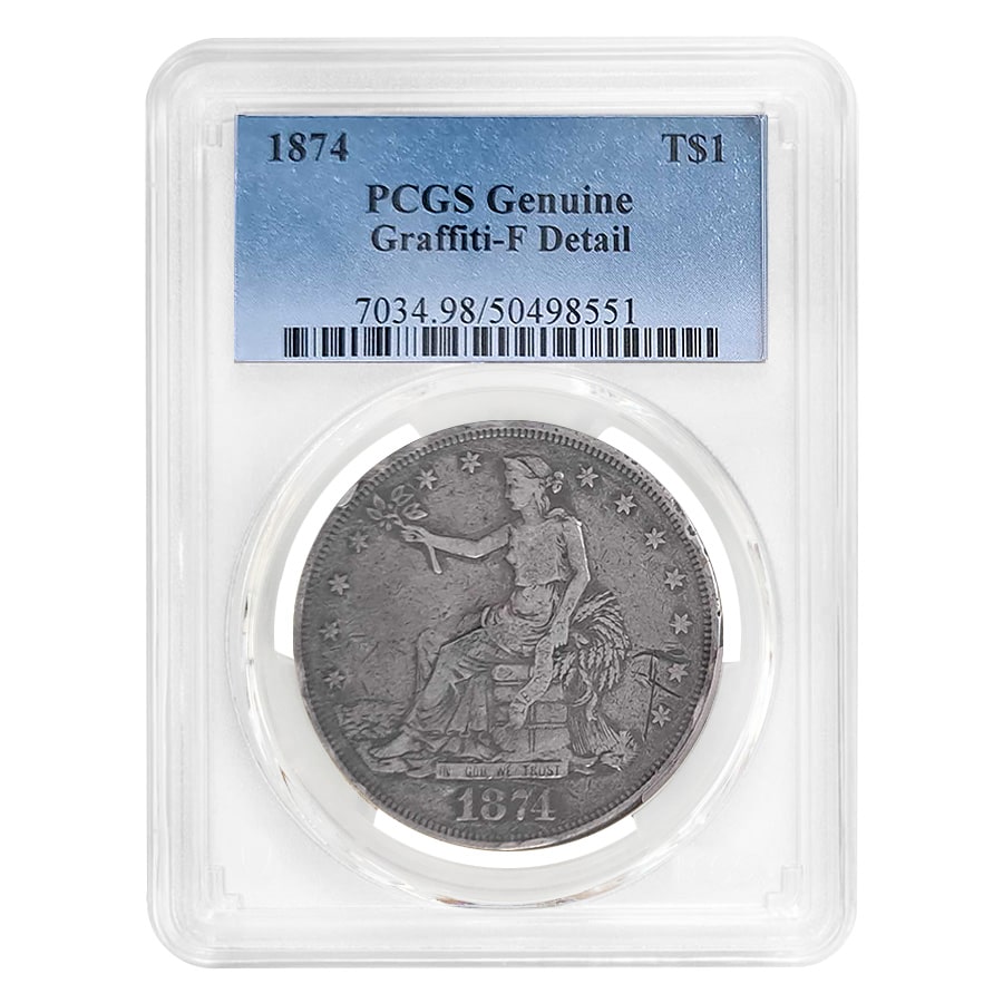 1874 Silver Trade Dollar $1 PCGS Fine Detail (US Mint)