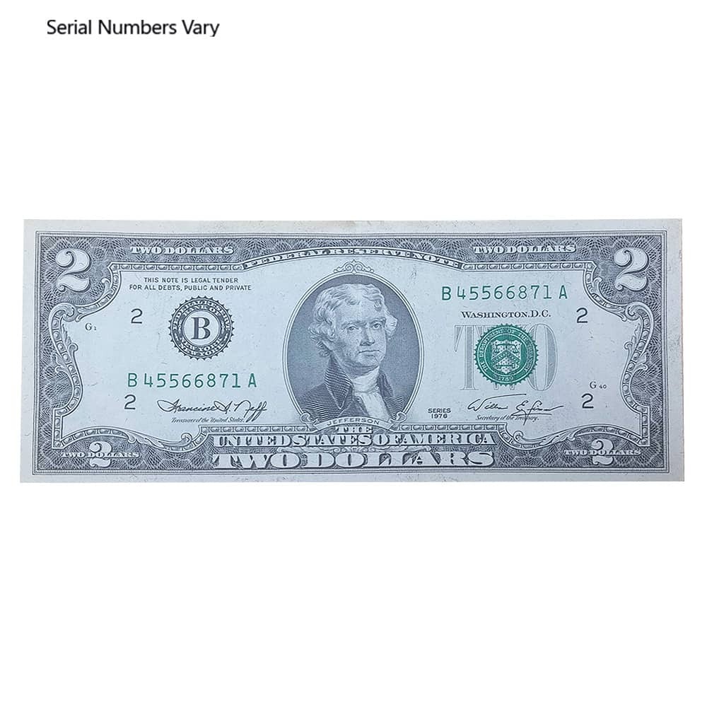 1976 $2 Federal Reserve Note Currency Note AU/CU