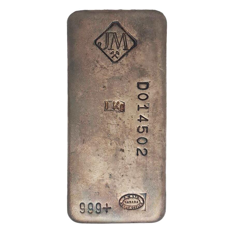 1 kilo Johnson Matthey Silver Bar 1 Kg Weight Stamp, Plain Logo