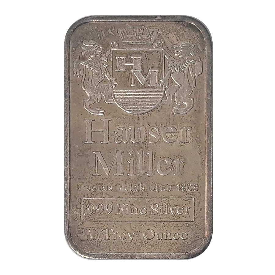1 oz Hauser Miller Vintage Silver Bar .999 Fine
