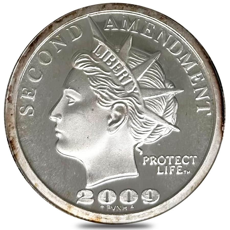 2009 1 oz NORFED Second Amendment Bud's Gun Shop Silver Round