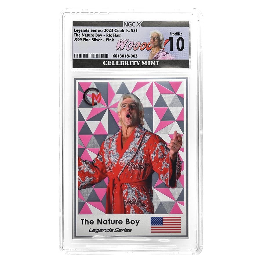 2023 3 gram Silver Ric Flair Pink Trading Coin NGCX 10