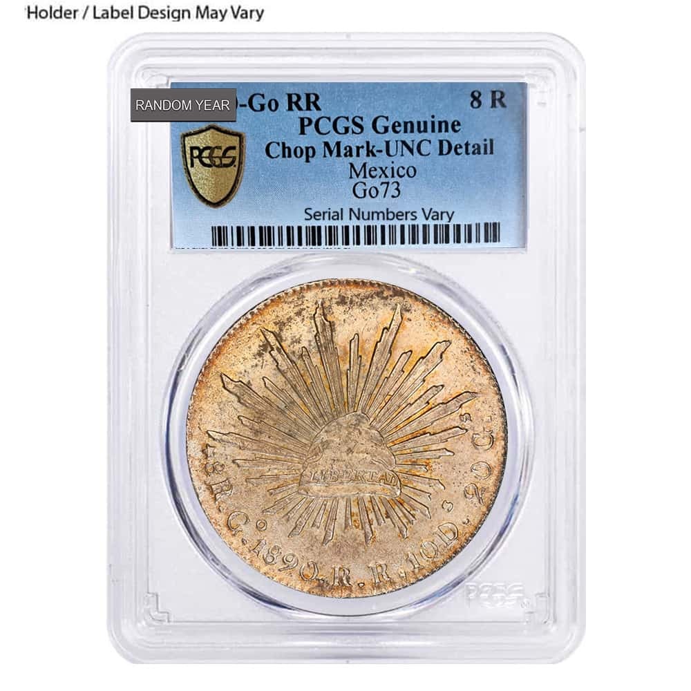 1825-1897 8 Reales Cap & Rays Silver Coin NGC PCGS UNC Details