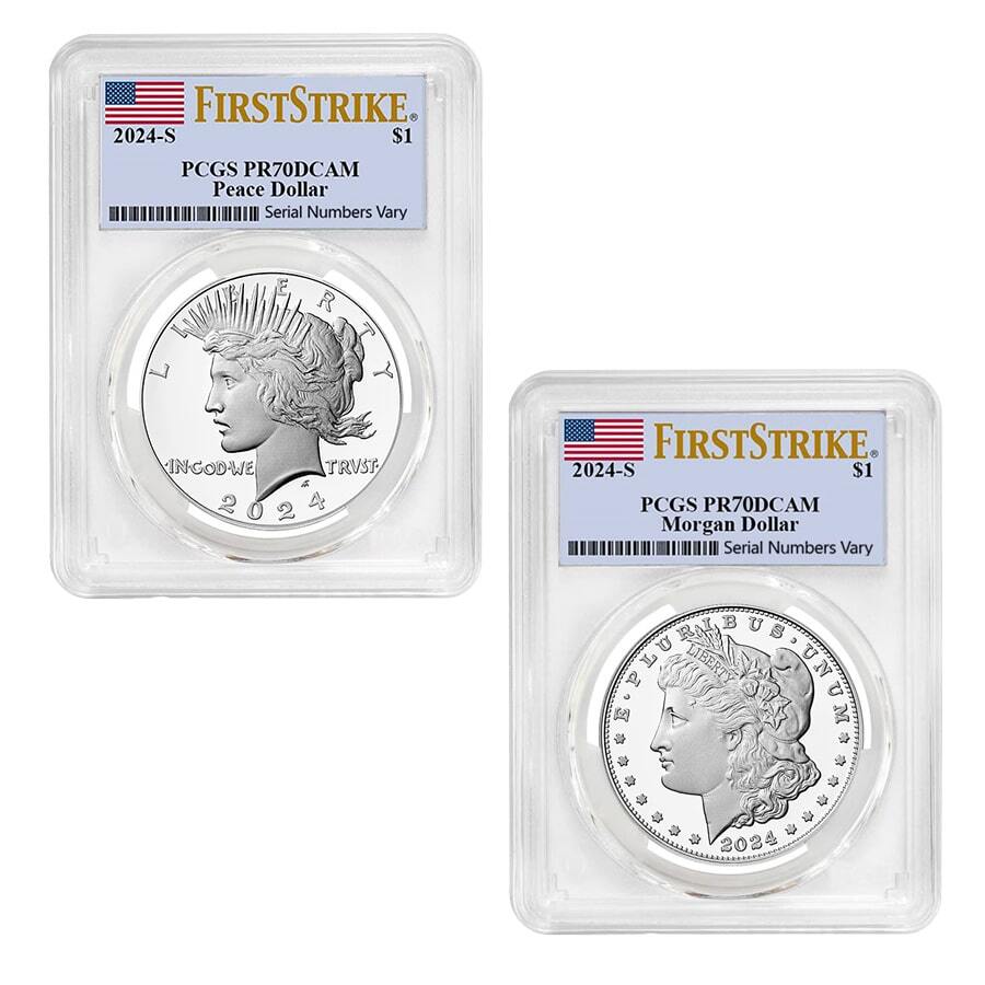 2024-S Morgan Peace Silver Dollar Proof 2-Coin Set PCGS PF 70 FS