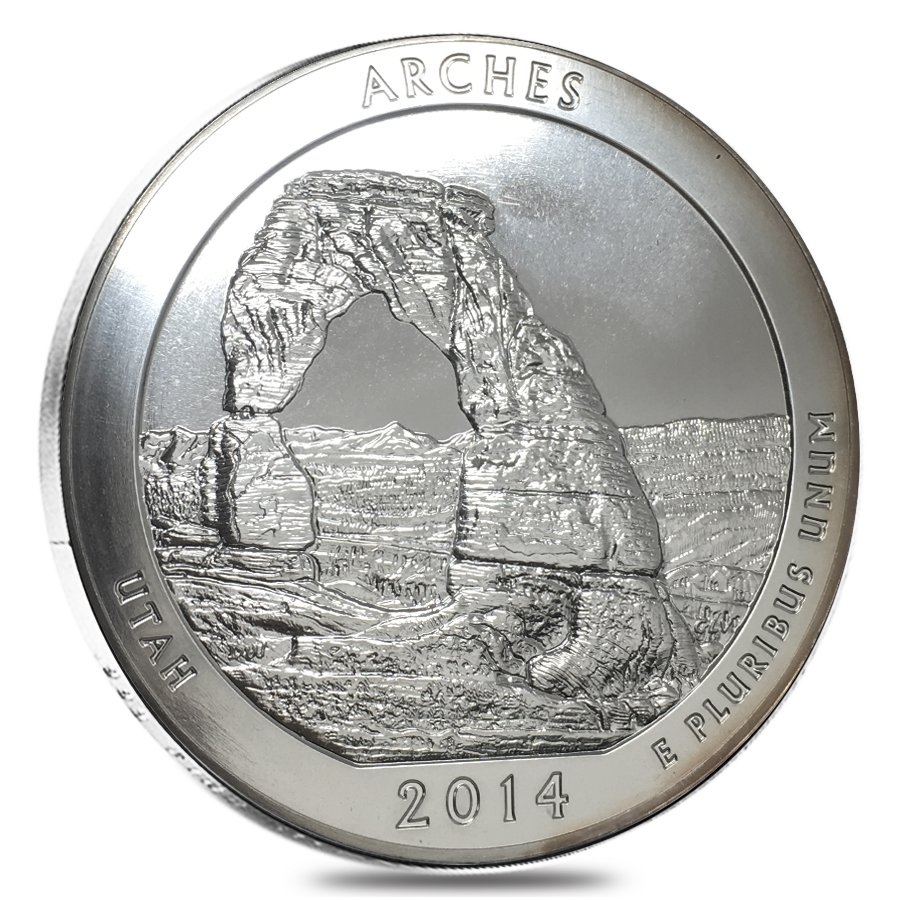 2014 5 oz Silver ATB Utah Arches National Park Coin