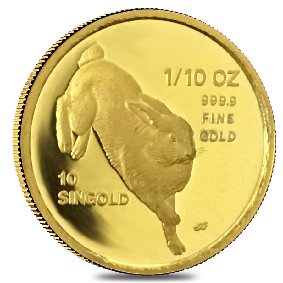 1987 1/10 oz Gold Singapore Rabbit Coin | Bullion Exchanges