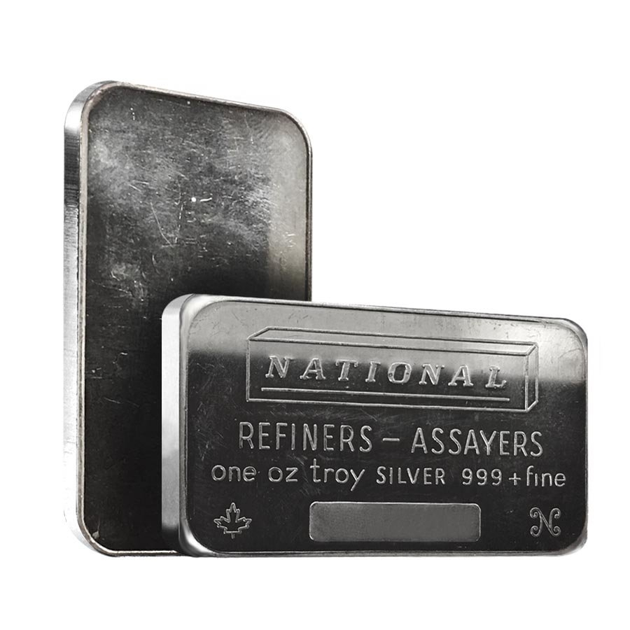 1 oz National Refiners Silver Vintage Bar | Bullion Exchanges