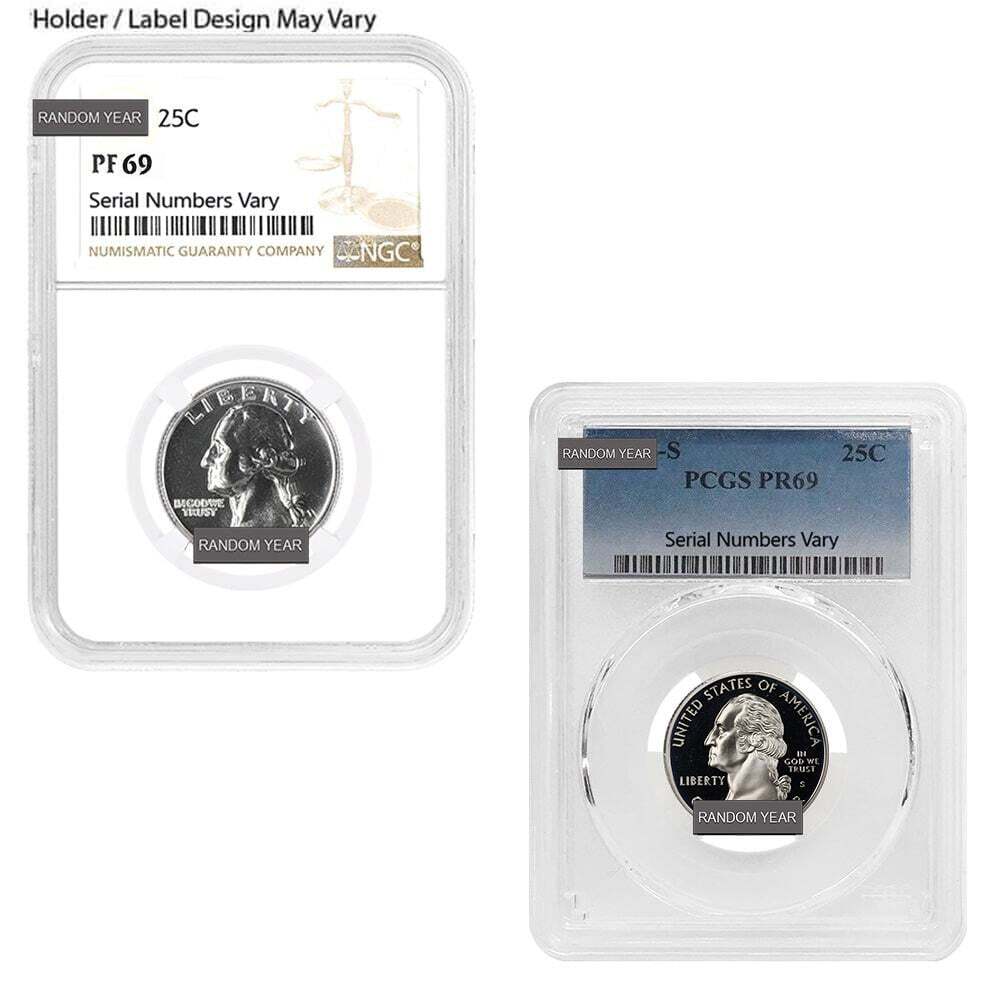 Proof Washington Silver Quarter 25C NGC/PCGS PF 69 (Random Year)