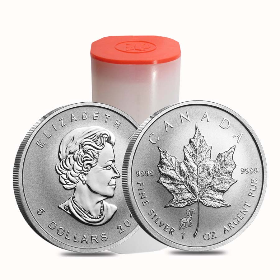Roll of 25 - 2015 1 oz Canadian Silver Maple Leaf Lunar Sheep Privy