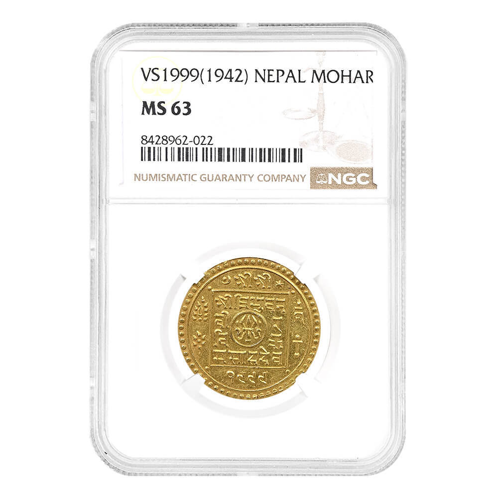 VS1999 (1942) Nepal 1 Mohar Gold Coin NGC MS 63