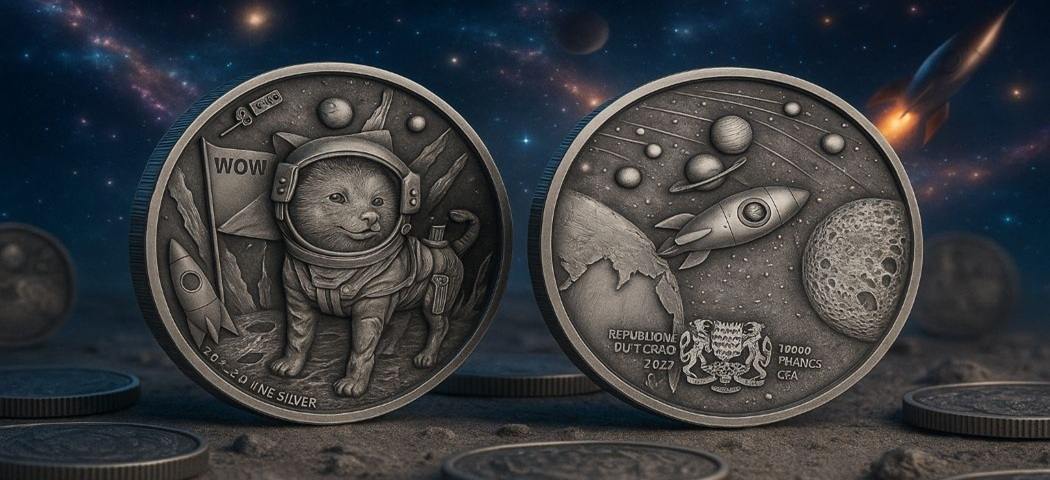 2022 Chad 2 oz Silver Doge On The Moon Coin: Limited Edition